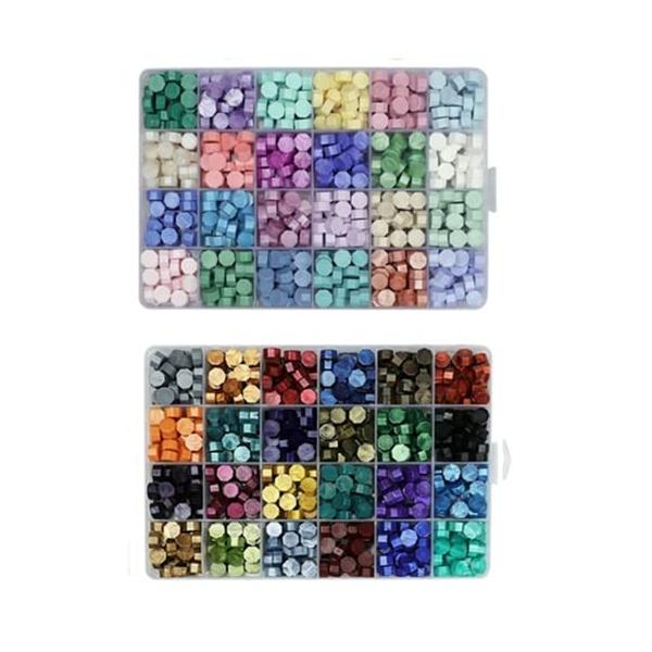 24色の2点セットで販売しています。ワックスのみですのでご注意ください。ワックス重さ：300g*2色：パステル系ピーズ：1200粒以上文房具・オフィス用品/封筒・はがき・レター用品/シーリングワックス