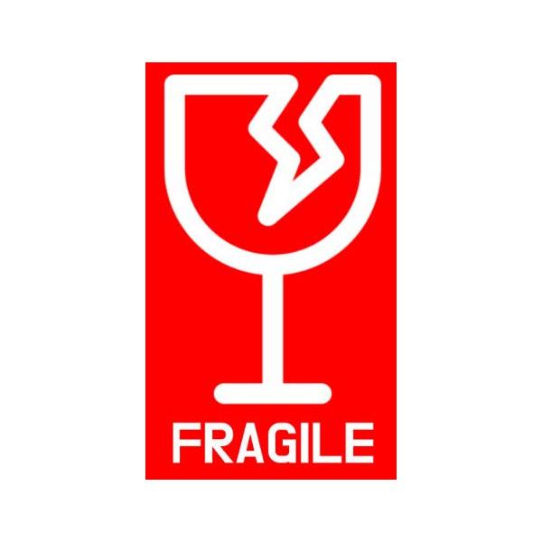 「FRAGILE 取扱い注意 われもの」シール　５００枚*大容量*５００枚セット：　１枚あたりの単価が安くてお買い得です。壊れやすい物もしくは荷物に貼って、注意を促すシール。シールのサイズ：　横5.5cm x 縦9cm背景色：　赤色　／　文...