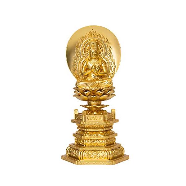 シリーズ：守護本尊(高岡銅器)本体サイズ 約：高さ18.5*幅9.5*奥行6.5cm (身丈6.7cm)　重さ：915ｇ材質：合金製 仏師 牧田秀雲 仏像原型 　純金メッキ仕上げ　 高岡銅器/日本製*製品内容：本体　化粧箱入*(真言宗のご本...