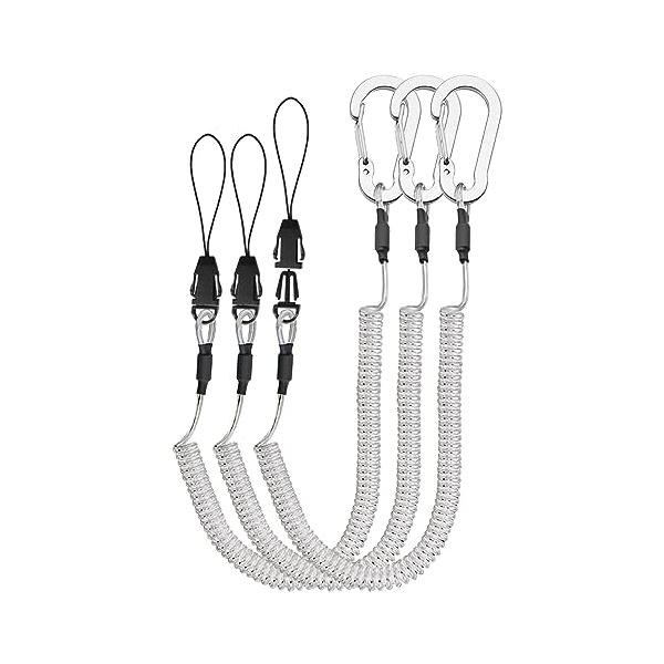 カールコード部分長：16cm　最大伸長：150cm　最大安全耐荷重：6kg着脱式ストラップパーツが付属しており、左右部分を指で押すだけで簡単に着脱可能ですが、スマホン、鍵、定期券、IDカードなどに最適です。かつ、釣りラインが内蔵しており、頑...