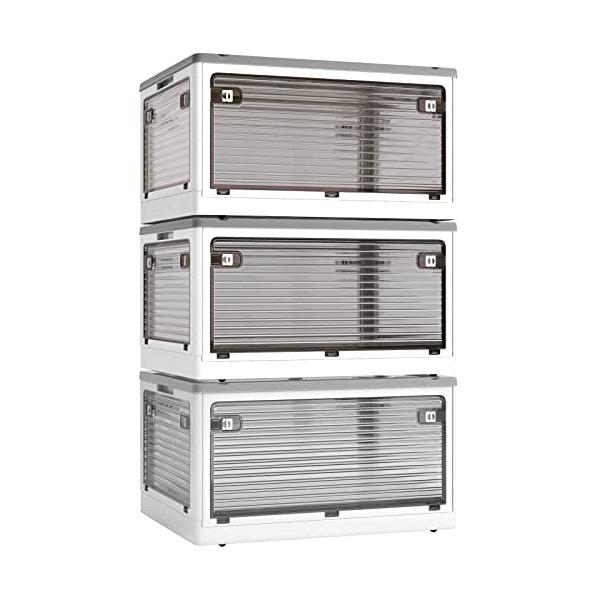 折り畳み*上に蓋/側面扉付き 収納箱界の大革新 使わない時に折りたたんで収納できます。スペースを取りません。側面四面も扉付き、収納にとても便利です。上にふた付き、物を入れやすい。蓋をロックできます。物を取るは側面扉から、ボックスを積み重ねる...