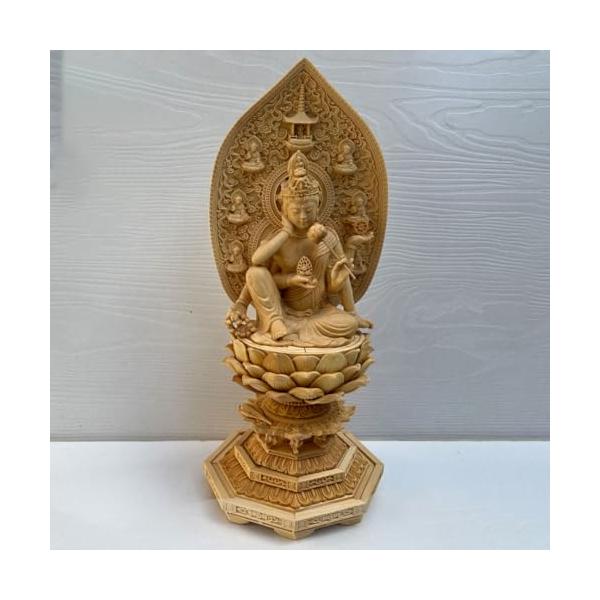 * 製品材質：桧木 ヒノキ  / 製品サイズ：高さ：32cm 巾：12cm 奥行：12cm / 32cm仏像−豪華な装飾ながらスッキリとお仏壇に収まる形が特徴です。 / 手作業で測ったので少しの 誤差が有ります 1cm以内 。* 如意輪観音...