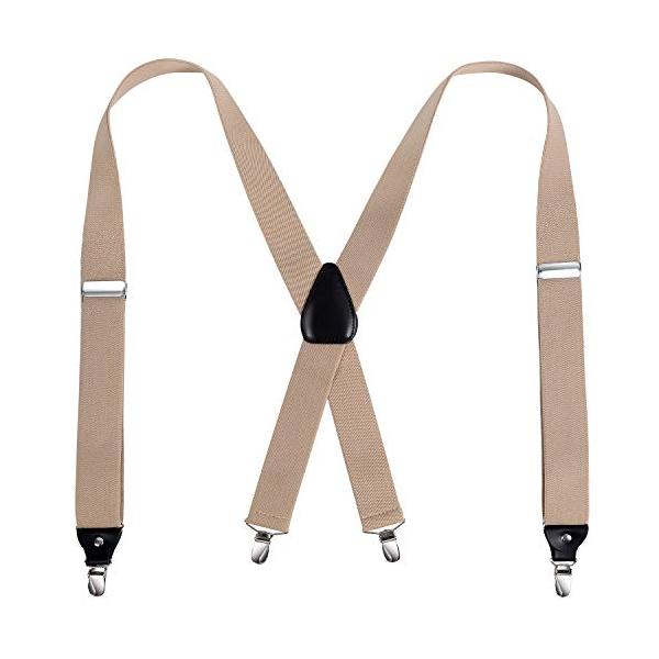 サスペンダー　素材構成: ポリエステル60％、ステンレス25％、レザー15％ サスペンダー カラー&amp;サイズ：BLACK ブラック  GRAY グレー  BROWN  ブラウン NAVY ネイビー  BEIGE ベージュ サイズ：幅　...