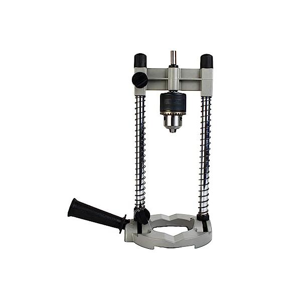 サイズ ：垂直ドリルガイドのチャック能力:10mm、電気ドリル使用可能な幅:約80mm、ドリルガイドのストローク:145mm。 穴あけ用 ：垂直、斜め、丸棒、中心に穴あけ作業が可能です。V溝ベースですが、直径76.2mmまでのさまざまな丸型...