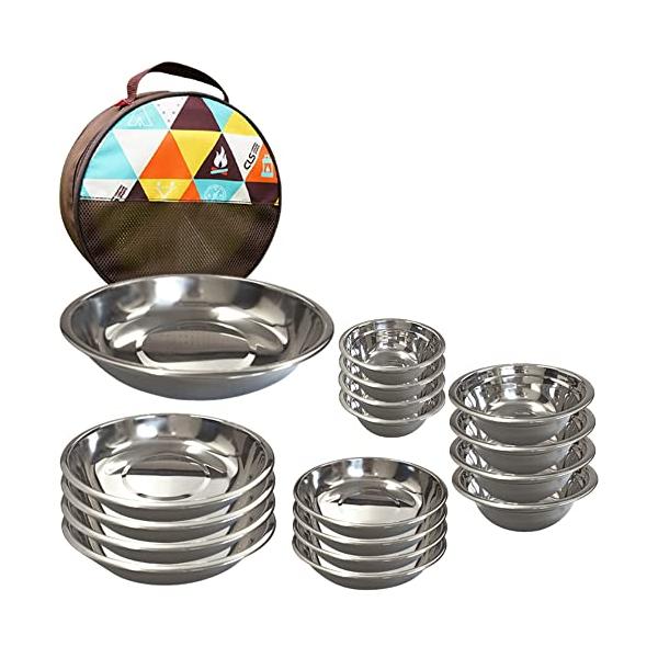 キャンプやピクニックに多用途お皿清潔感のあるステンレス製耐久性が良いさっと洗えて繰り返し使えて超便利 スポーツ&amp;アウトドア/アウトドア/バーベキュー・クッキング用品/食器・カトラリー/皿・ボウル