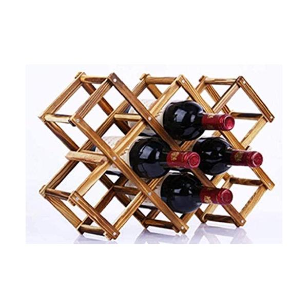 折りたたみ式の木製ワインラックです。ワイン好きの方におすすめ*木目を生かしたやさしいナチュラルな風合いの天然木の素材を使用。　和風・洋風にこだわらず、コーディネートしやすいです。ワインを天然木のラックに飾ってインテリアのポイントに お店やご...
