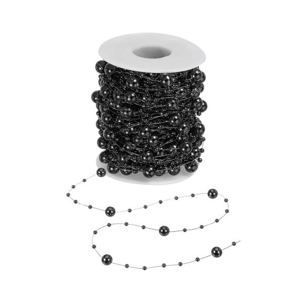 カラー: 黒; ビーズ直径:3 mm, 7.6 mm; 各ロール長さ：15.24 M; パッケージリスト:1ロール x ビーズガーランド利点: このパールストリングはプラスチックで作られており、滑らかな表面と輝く光沢を持ち、色あせや剥がれに...