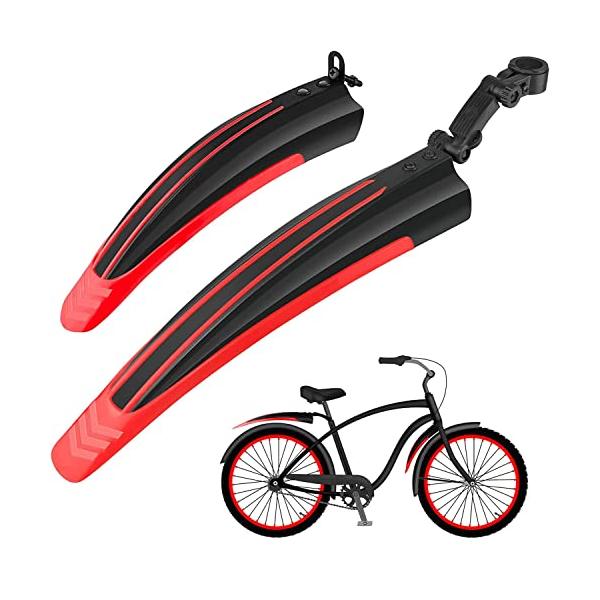 * 超耐圧力素材 ：超耐圧力 PVC 素材を採用して、強度と柔軟性が高いの自転車泥除けです。割れたり錆びたりしません。非常に柔らかく、ランダムに曲げたりホイップしたりできます。自転車カバーは前後セットで、サイズは前：31cm*8.5cm 　...