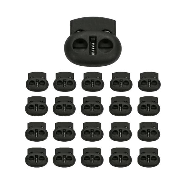 製品規格 ：製品サイズは約2*2*1 cm、製品重量は約1 g、製品材質：製品材質：ナイロン、プラスチック PP 、POM、ABS、セットは黒20点セットを含む。  使いやすい ：ボタンだけでロープを緩めたり締めたりできるので、子供でも簡単...