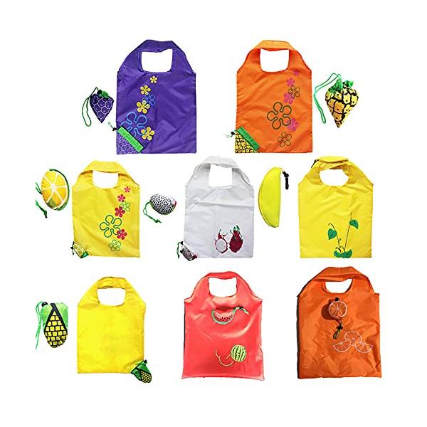 ポータブルエコバッグ サイズ ：A4、 ポータブルエコバッグ 色 ：混合色 ギフトバッグ質材 ：ナイロンまたは綿製，環境に優しく、耐久性があり、持ち運び可能 質とデザイン 柔らかい肌触り。さまざまなニーズに応える8種類のフルーツがあり、目を...