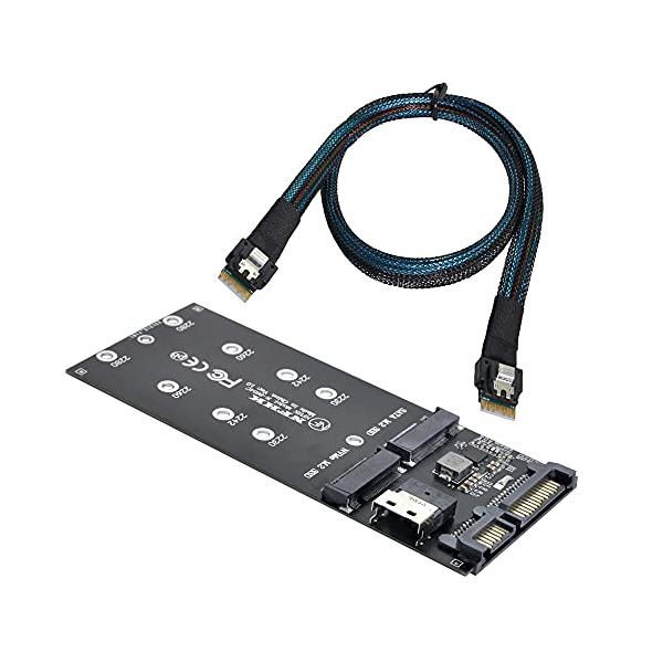 NFHK SFF-8654 SLIMLINE SAS NVME PCIe SSD SATAアダプタへのU2キットNGFF MキーへのケーブルSATAまたはPCIeに基づくキーBまたはキーB * Mを備えたフォーマット2280、2260、22...