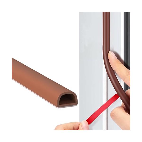 色：9mm*8mm*6M ブラウン 高断熱D型隙間テープ  D型デザイン設計とでドアと引き戸 窓に隙間を埋めて、シリカゲル材料は素晴らしい耐熱性、良い気密効果を発揮します。ドアの隙間からの音の出入りを手軽に軽減する事ができ、閉まるドアにソフ...