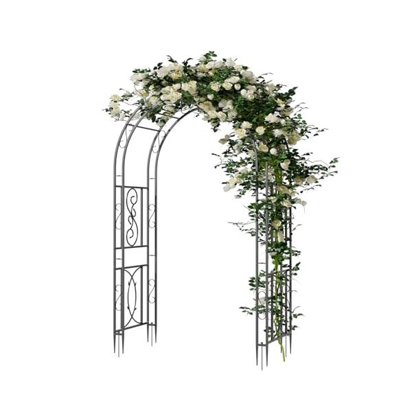耐久性の高い鉄製アーチ 15mmの太い鉄管を使用しているため、頑丈で安定感があります。黒色の粉体塗装の表面仕上げも施されており、さまざまな環境条件に耐えることができ、耐久性とデザイン性にも優れています 立体構造で重厚感あるデザイン アーチが...