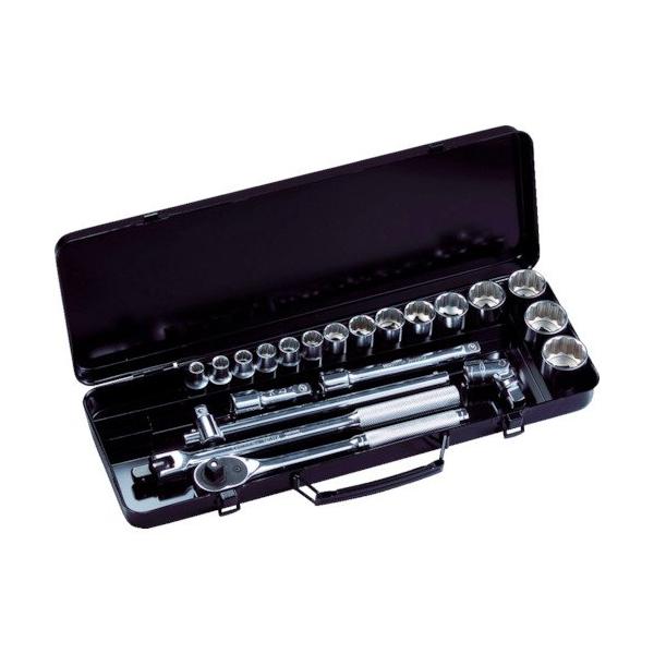 セット内容:ソケット*15駒・ラチェットハンドル(プッシュ式)・ナットスピンナハンドル・T型スライドハンドル・ユニバーサルジョイント・エクステンションバー*75mm/150mm材質:工具*クロムモリブデン鋼、ケース*スチール仕上げ:工具*メ...