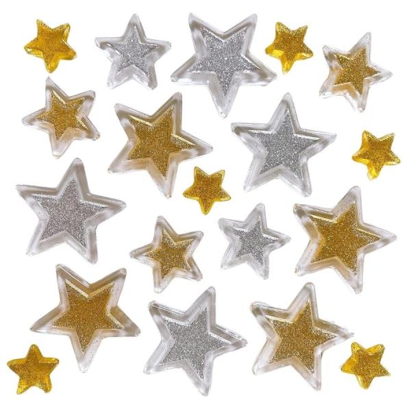 まるで降りそそぐ流れ星のように…* ゴールドとシルバーの小さな星も大きな星も、夜空を華やかにしてくれるデザインです。プルンとしたゼリーのような質感と、宝石のような美しい発色。 窓ガラスや鏡に簡単に貼ったり、はがしたりできるアルゼンチン生まれ...