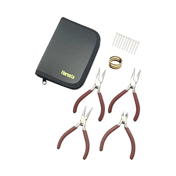 初心者向けやっとこ７点セット 初心者の方向けに、やっとこをセットにしました 平やっとこ２本、丸やっとこ１本、ニッパー、収納ケース、9ピン10本、丸カン1個が入っています。初心者としては十分な内容です  平やっとこ２本入り よく使う平やっとこ...