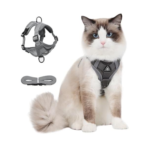 Paipeper 猫 ハーネス 胴輪 リード 抜けない ダブルロック 猫用品 オシャレ 小型犬兼用 反射素材 かわいい メッシュ 軽量 通院 災害 避難 お散歩 10色展開 選べる明るくて元気な10カラー ライトブルーやローズピンク、オレン...