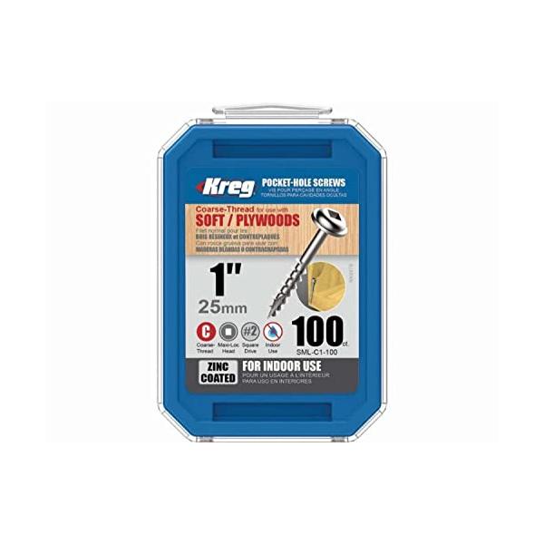 Kreg ポケットホールスクリュー 25mm 粗目 (500本入)DIY・工具・ガーデン/建築金物/接合金具/ねじ/木ねじ