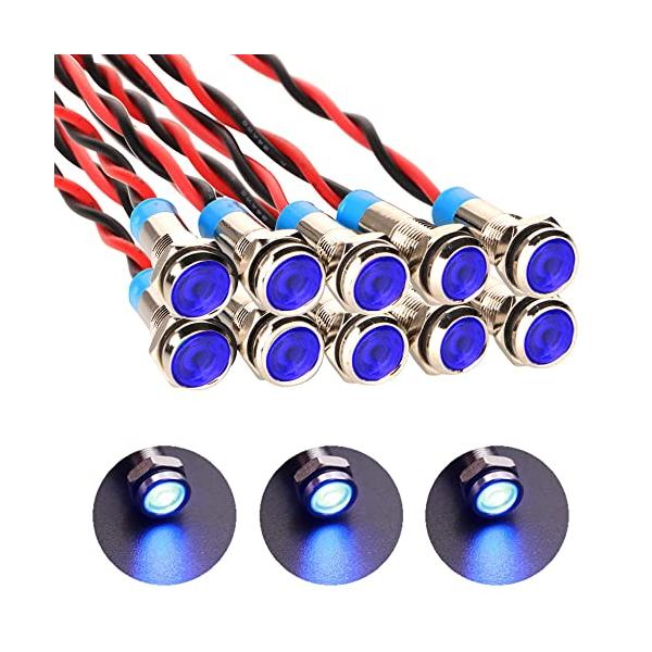 パッケージに含まれるもの：10個のLEDインジケーター ブルー 。特徴：定格電圧：AC/DC 12-24V,定格電流：20mA、定格消費電力：0.06W;明るい色：ブルー。安全で耐久性のある：私たちのLEDインジケーター電球は、高品質のステ...