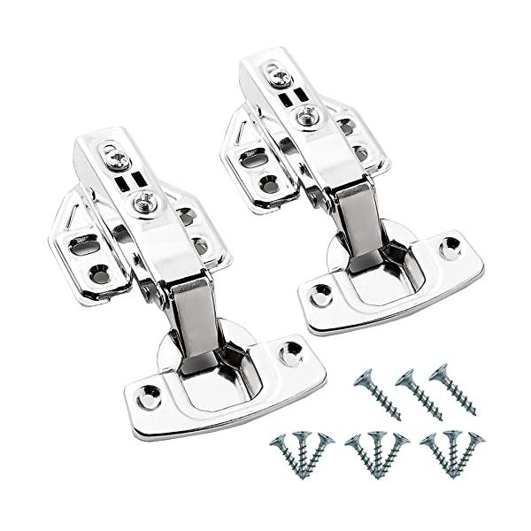 パッケージリスト：2個スライド蝶番(全かぶせ)*12個固定ネジ 材質：ステンレス鋼 蝶番カップ径 : 35mm カラー：シルバー ドアの厚さ約：18mm。油圧ソフトクローズレール、任意のキャビネットのドアのために設計された油圧ソフトクローズ...