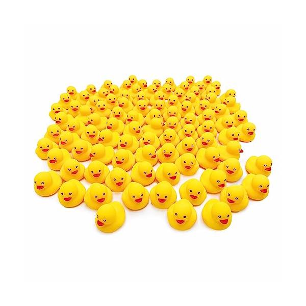 *音が鳴る*おもちゃのアヒルちゃん お腹を押すと音が鳴る、かわいい手のひらサイズのオモチャのアヒルちゃんです。 *大容量１００個入り たっぷり大容量なので室内用・屋外用と分けたり、業務用にもオススメです* *おもちゃの食品衛生試験クリア済み...