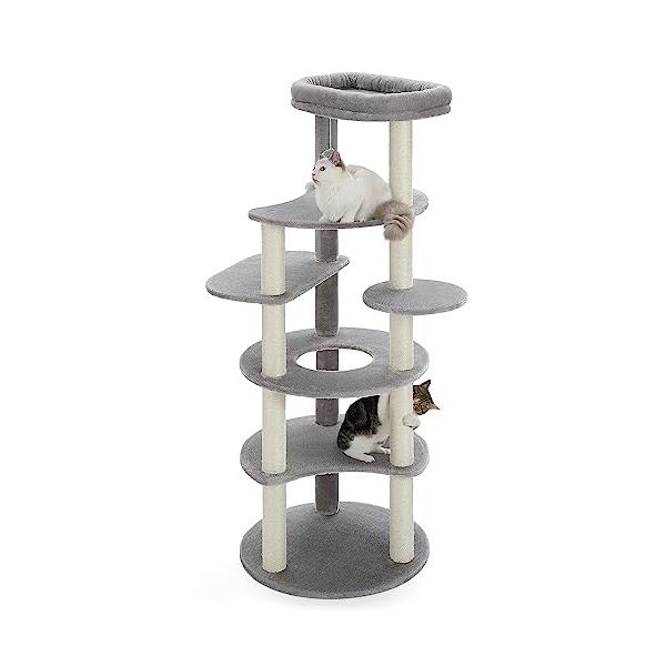 商品仕様 サイズ：54*54*154cm、13.7kg 登り降りやすいデザイン 低段差ステップでシニア猫・子猫でも楽々移動  爪とぎポールたくさん 天然サイザル麻紐爪とぎポール、頑丈で長持ちです  ちょうどいい段取り 猫ちゃんがスムーズに頂...