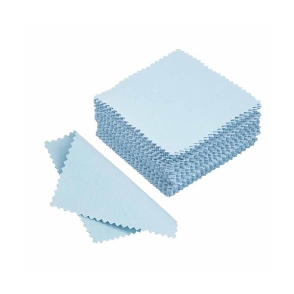 仕様 色：ライトブルー、サイズ8cm*8 cm、内容：10枚。 優れた素材 みがき布が柔らかい生地に微粒子の研磨剤を含み、超極細繊維が採用されます。銀製品の小さつきキッズの除去、スパンリース汚れ落ちとし、ツヤ出しに使用します，柔らかく、耐久...