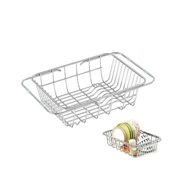 「商品仕様」素材：ステンレス製、サイズ：長さ約35-44cm＊幅約25cm＊高さ約9.5cm「可伸縮設計」本体は可動式のレールを採用しており、約35cmから44cmの範囲で長さを自由に調整できます。これにより、ご家庭のシンク幅に合わせて確実...