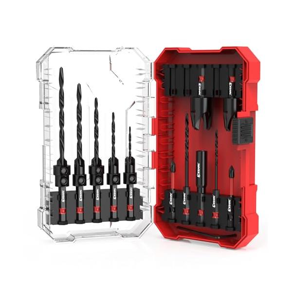 下穴・皿取錐・埋木錐 下穴あけ、皿取り、ビス埋め込みが15PCSにワンセット。 皿取部の深さ調整可能 ドリルストッパーの位置の移動により、下穴の深さを簡単に調整でき、均一な深さに下穴を開けることができます。 高速度工具鋼 硬度が高いM2高速...