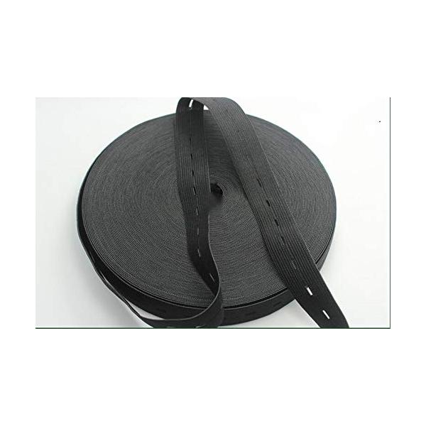 長さ：40ｍ　　幅：20ミリ色：ブラック　ホワイトボタンの掛け位置でゴムの長さが調節できます。ホビー:手芸・画材:裁縫材料:ゴム