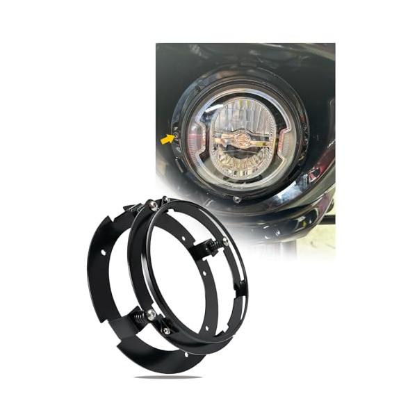 * カスタマイズ ハーレーバイクLEDヘッドライト用、ジープラングラー用、ランドローバー用、一部のモデルでは小径の穴あけが必要な場合があります。5.75インチヘッドライトに最適なアダプター* 素材 ステンレス製、安定した構造、軽量ボディ、丈...