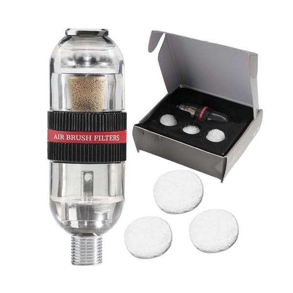 ワンランク上のとエアブラシ塗装を  梅雨時期や雨の日、長時間の塗装作業で発生しがちな水滴を効果的に除去し、エアブラシ塗装のクオリティーを上げるフィルターです。今までの水滴トラブルもこれで解消  ２重濾過システム ダブルフィルターにより、効果...