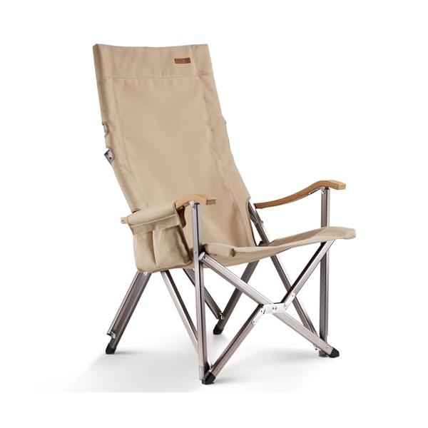 285KG耐荷重、最強の安定性を実現 ：アウトドア椅子は1600Dポリエステル、A7075アルミ合金フレームを採用した設計で、285KGまでの耐荷重 さらに、座面を深くするし、ハンモックのように体にフィットし、ゆったりと包み込まれる最強の安...