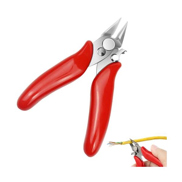 製品モデル：ミニカッティングプライヤー、クランプ硬さ：50士3度、鋼板の厚さ：3.0mm、材料：マンガン鋼、ハンドル：帯電防止PVCハンドル。耐久性のある素材：金属製で、使いやすく、安全で操作しやすい。人間工学な斜めの口のフラットなデザイン...