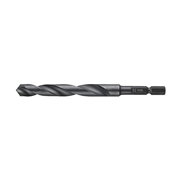 刃先サイズ:φ10.0mm 全長:120mm 質量:38.8g最適回転数上限(軟材SS材への穴あけ):628r.p.m.素材:高速度鋼HSS(ハイス)鋼先端と根元で角度が違う変則らせんで切粉の排出が良く作業性がアップX形シンニングで食い付き...