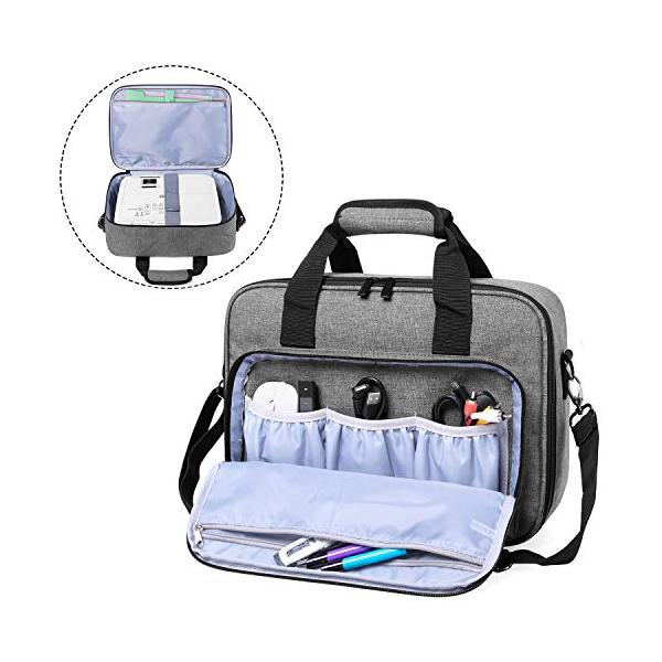 収納力 1つのメイン室と5つのポケットがあって、プロジェクターに限らず、HDMIケーブル、AVケーブル、リモートコントロールなどを収納することができます。 便利 大きく開くタイプで、プロジェクターの取り出しはとても便利です。 寸法 34.9...