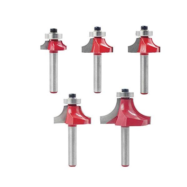 サイズ シャンク : 6.35mm (1/4インチ)、ベアリング直径：12.7mm (1/2インチ)。 高品質の素材 超硬チップで高耐久性材料、このトリマー ビットは高強度、高靭性、高耐熱性、高耐腐食などの優れた性能があります。 きちんとし...