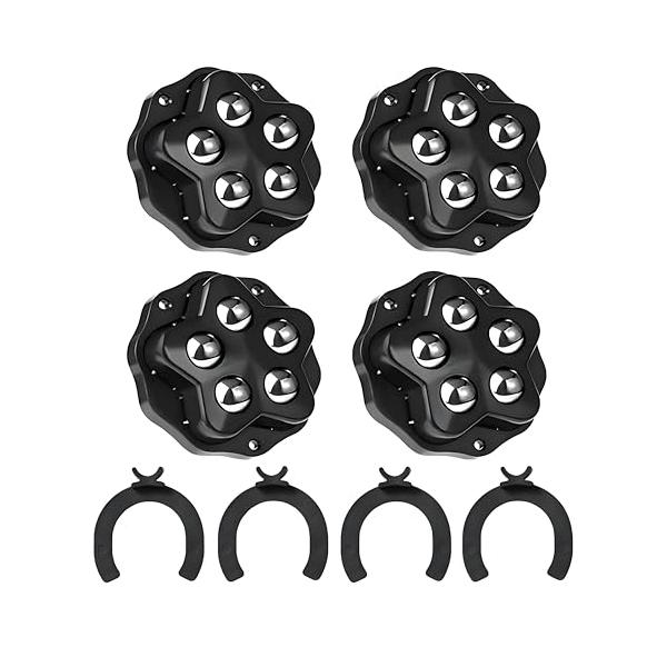 製品仕様 ：包装内容: 4個 ボールキャ、サイズ: 4.8*4.8*1.5cm、重量:90g、色:黒。 製品材質 ：プラスチックボール車輪と樹脂素材を組み合わせた構造により、移動時の騒音を大幅に抑制し、静かな生活環境を維持できます。同時に、...