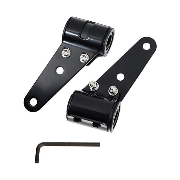 カスタムヘッドライトの装着やヘッドライト周りのカスタムに必要なヘッドライトステーです。アップタイプ 27-39mm (寸法：D27-39 L110 U40)アルミ製カラー：ブラック車＆バイク:バイクパーツ:バイク用ライト・ランプ:ライト用ステー