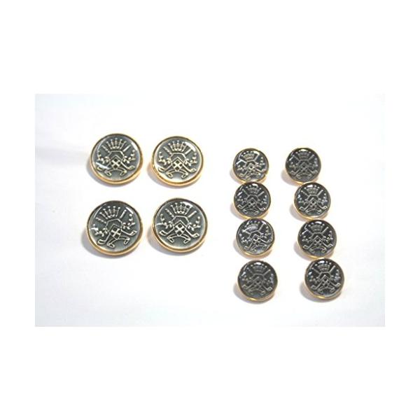 直径20mm4個と直径15mm8個ダブルのスーツジャケットブレザー用セット前ボタン4個と袖用ボタン8個のセットです。スーツやジャケット、ブレザーのボタンとしてお使いいただけます。婦人服などのハンドメイドにもお使いいただけます。ホビー:手芸・...