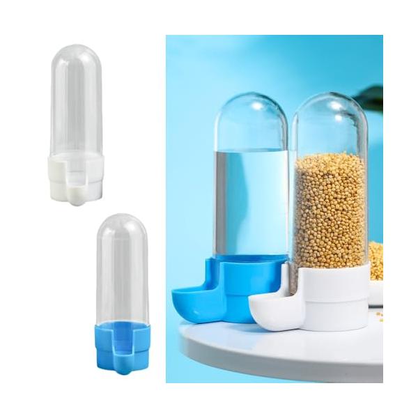 サイズ 約10.5cm*3cm*3cm　 容量 90ml。 セット内容 ホワイト*1個*ブルー*1個。 透明設計 透明なので餌や水の量が一目でわかり、餌の状態もすぐに確認でき、衛生面でも安心です。毎日のお手入れも簡単です。 手軽さと安全性 ...