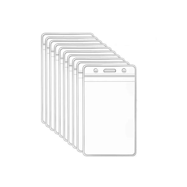 PVC製 IDカードホルダー10枚セット　クリア縦型両面窓、片面窓、縦型、横型、ブラック、ホワイト　様々なタイプから選べます窓部はクレジットカードサイズで、名刺や社員証、学生証など様々なカードに対応できますオフィス、学校、イベントなど、幅広...