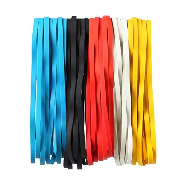 数量:50パックの大きな輪ゴム、5色( 赤、黄 、白 、黒、 青色)、各色10本、豊富な数量で長く使用できます；サイズ:フラットな長さは約 20cm / 8インチ (4.5倍まで伸びます)、幅5mm/0.2インチ；素材: 高品質のゴム製、強...