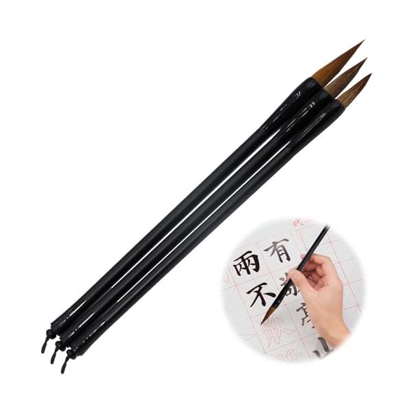 包装 3本の筆が届きます、サイズ：全長27cm、小2.8倍口径0.7cm、中3.5倍口径0.8cm、大4.2倍口径0.9cm。各ペンの頭部はプラスチック袖によって来る。 滑らかな書き味 筆は高品質の材料で作られ、羊毛の柔らかさと弾力性は滑ら...