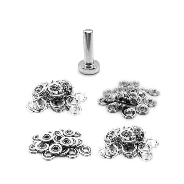 ハンドメイドが好きな方にオススメのスナップボタンです。付け方は簡単  縫わないで打ち具を使って取り付けができます。カーディガンや掛け布団カバーの修理にも最適です。アメリカンホック リングスナップと呼ばれる事もあります。スナップボタン50組 ...