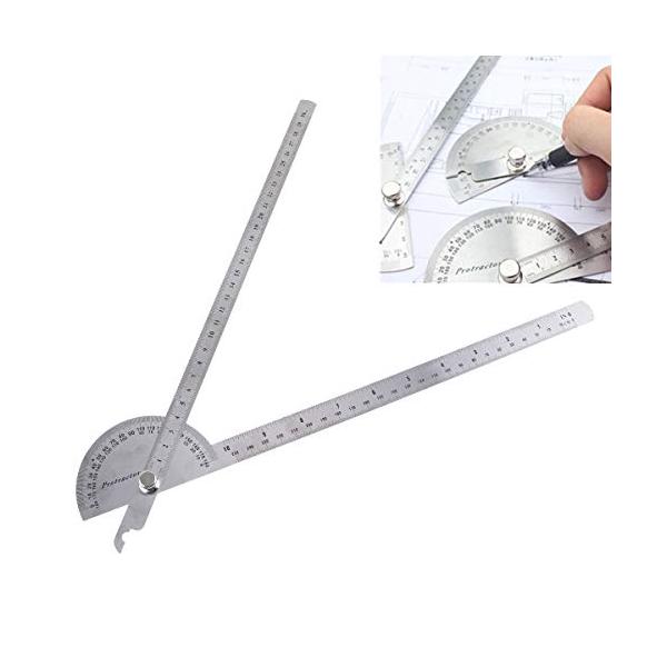 用途:角度の測定やケガキ、長さ測定に使います。分度版には0度と180度を起点とした計測が可能な目盛を併記しています。材質:ステンレス；目盛ピッチ:1*外径寸法(分度板):直径89mm外径寸法(竿2本):長さ367mm/目盛300cmDIY・...