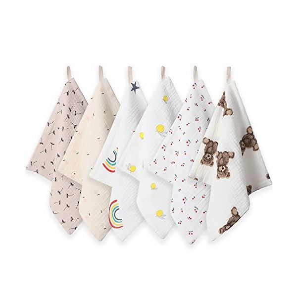 素材 綿 100％天然素材  サイズ 25*25cm  セット 6枚  柔らかく肌触りが良いハンカチ 優しい風合いのイブルガーゼは赤ちゃんの肌を繊細に柔らかく包み込みます、速乾性?保湿性も優れます、毎日使いやすい素材です。洗いほど柔らかくな...