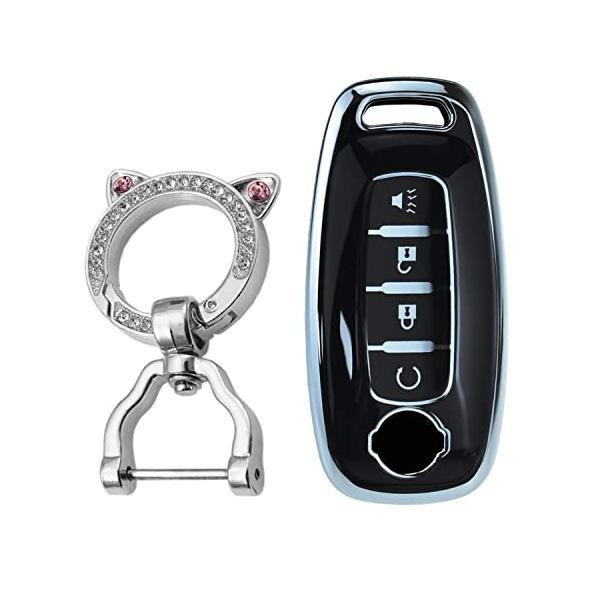 NISSAN専用 日産専用のキーホルダーです。愛車のスマートキーに設計するホルダーを取り付ければ、スマートキーが全面的によく保護できます。キーホルダーは高品質なTPU素材で作り、キーホルダーの取り付け方法は簡単で迅速です。キーホルダーは落下...