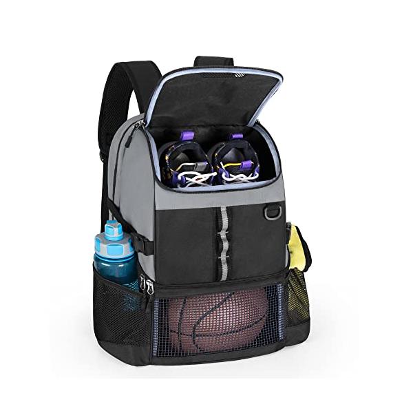 球コンパートメント バスケリュックの底には、バスケットボール、サッカー、バレーボールを収納できます。バスケバックパックは、スポーツ用品を整理し、日常の練習や競技に最適です。 こだわり設計 底部にある隔離換気された靴コンパートメントは、靴を他...