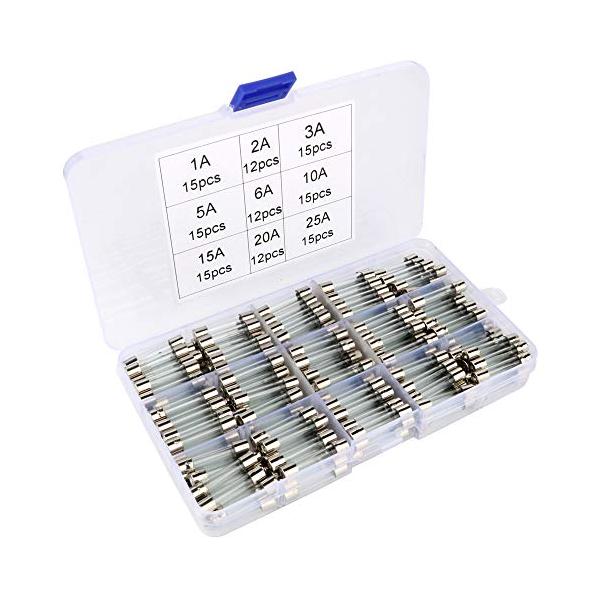 *電気ヒューズアンプファストブローボックス内のガラスヒューズ*自動車、バイク等のヒューズ切れの交換用に*1A / 3A / 5A / 10A / 15A / 25A各15個, 2A / 6A / 20A各12個,合計126個入り*サイズ：約...